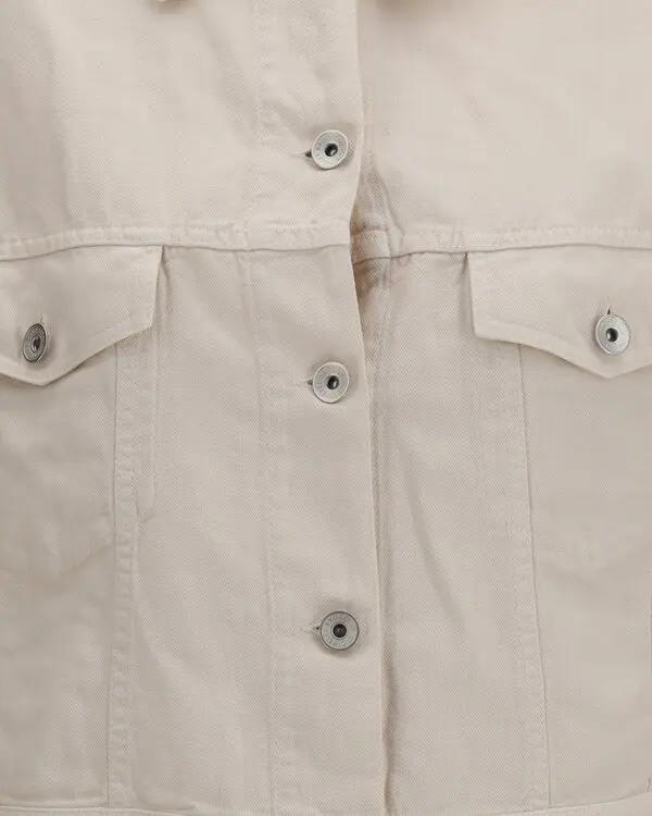 Brunello Cucinelli Cotton And Linen Jacket With Monili Embellishment - White
