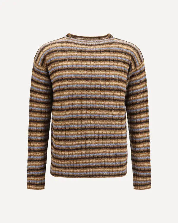 Prada Wool Crewneck Sweater With Multicoloured Stripes