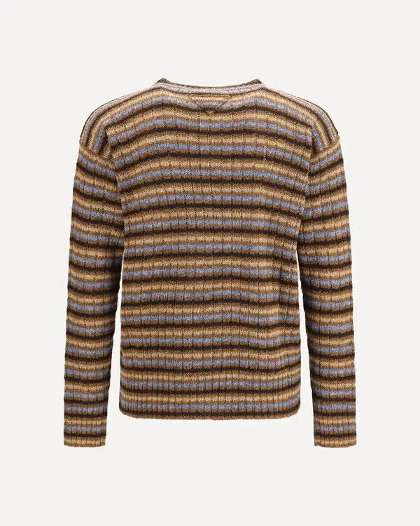 Prada Wool Crewneck Sweater With Multicoloured Stripes