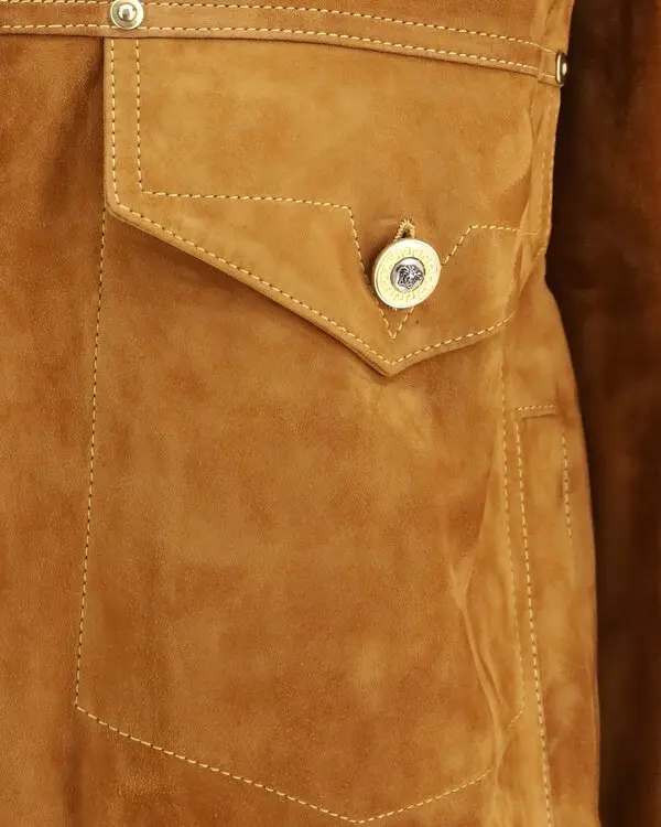 Versace Leather Button Jacket - Brown