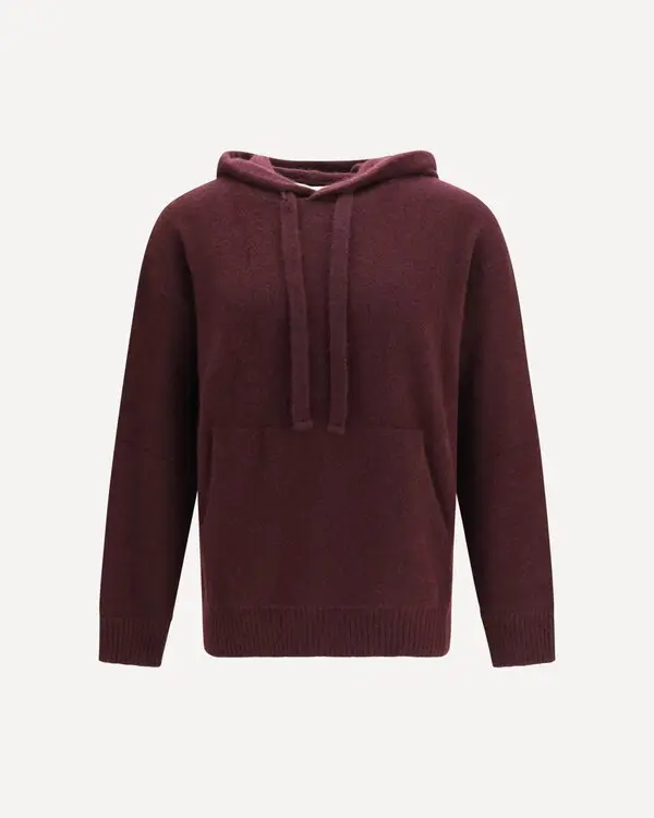 LANEUS Cashmere And Silk Hooded Sweater - Bordeaux