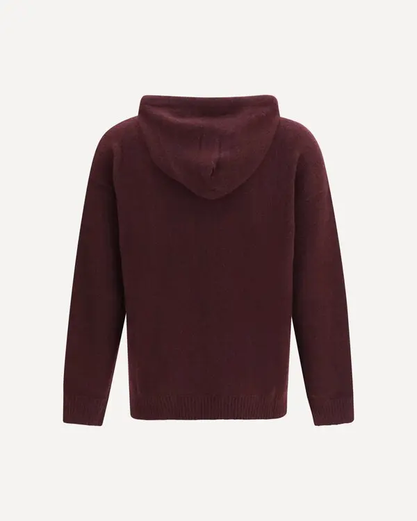 LANEUS Cashmere And Silk Hooded Sweater - Bordeaux