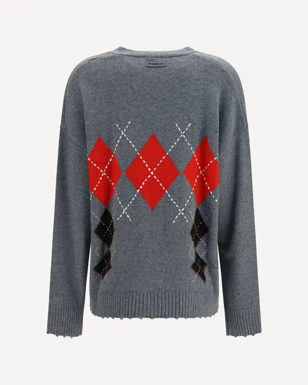Pinko Bristol Wool And Cashmere Diamond Cardigan