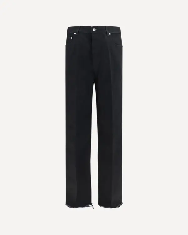 Rick Owens Frayed Hem Cotton Jeans