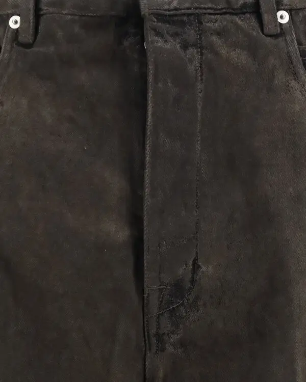 Rick Owens Flared Frayed Hem Cotton Jeans