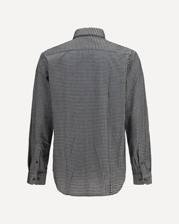 Giorgio Armani Cotton Shirt With Geometric Flock Print