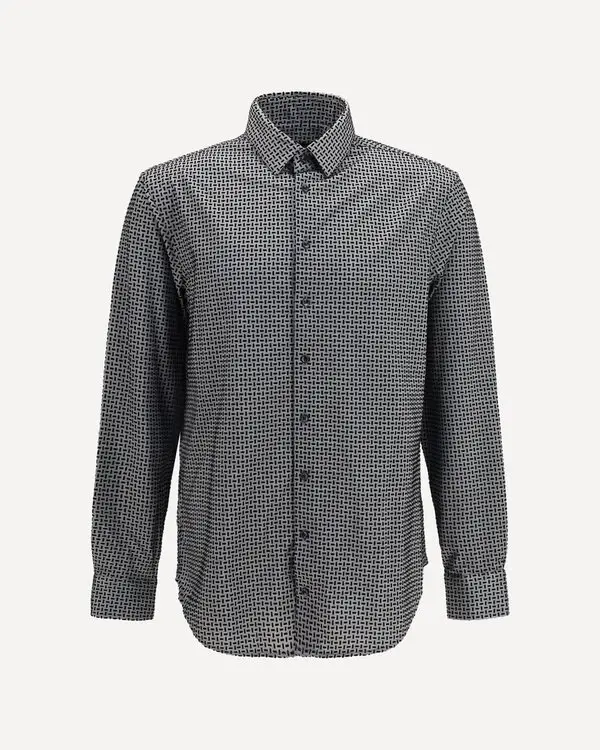 Giorgio Armani Cotton Shirt With Geometric Flock Print