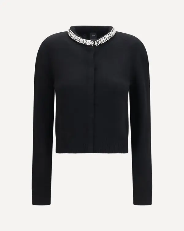 Pinko Colonia Cardigan With Jewel Collar - Black