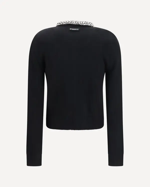 Pinko Colonia Cardigan With Jewel Collar - Black