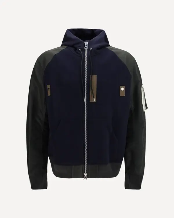 Sacai Cotton Blend And Twill Hoodie