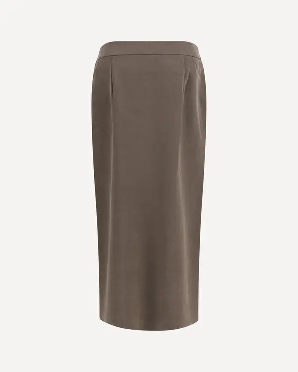 Giorgio Armani Silk And Wool Wrap Long Skirt With Patch Pocket