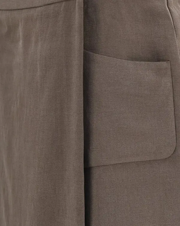 Giorgio Armani Silk And Wool Wrap Long Skirt With Patch Pocket