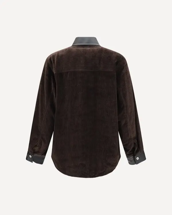 Bottega Veneta Corduroy Jacket With Leather Collar