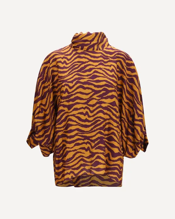 KRISTINA TI Viscose And Silk Blouse With High Collar