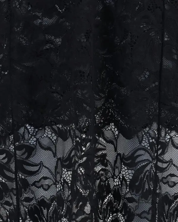 Rabanne Floral Lace Long Dress - Black