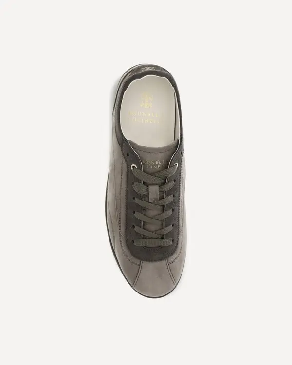Brunello Cucinelli Nubuck And Suede Sneakers With Slim Sole