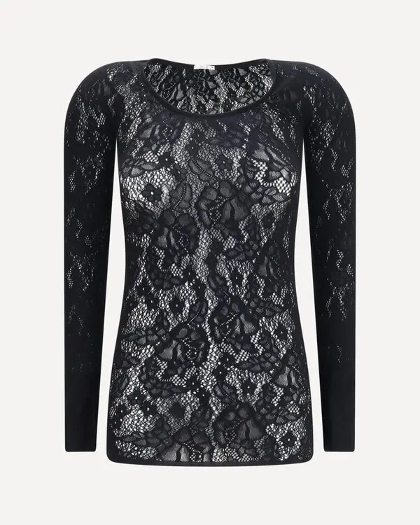Wolford Infinite Rose Net Ong-seeve Top Femae