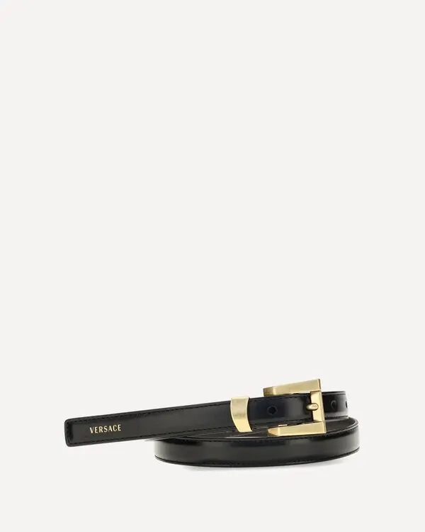 Versace Glossy Leather Logo Print Belt