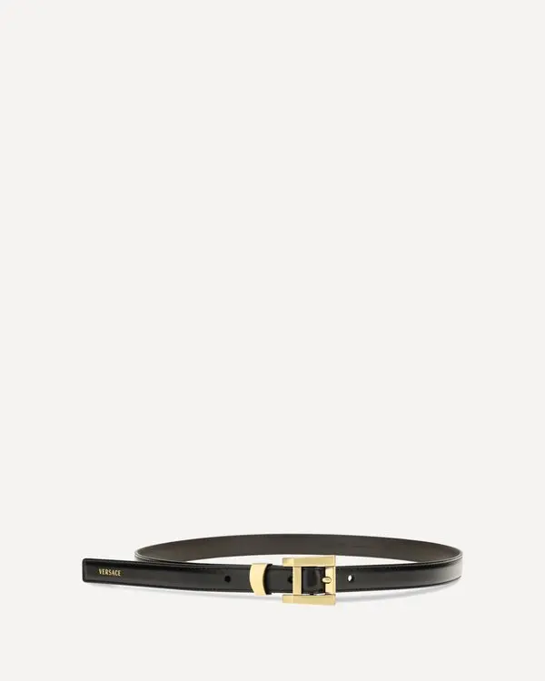 Versace Glossy Leather Logo Print Belt