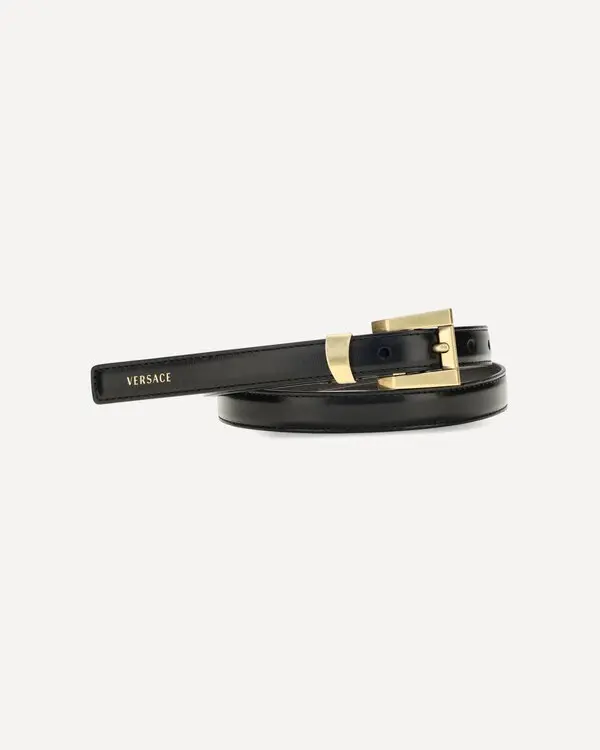 Versace Glossy Leather Logo Print Belt
