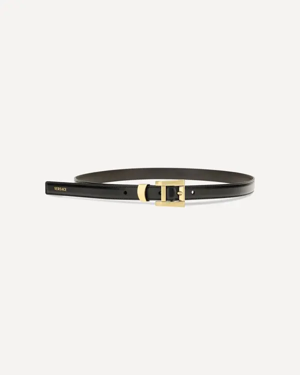 Versace Glossy Leather Logo Print Belt