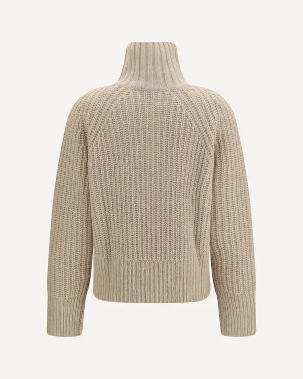 ALLUDE Ribbed Troyer Sweater With Zip Feale