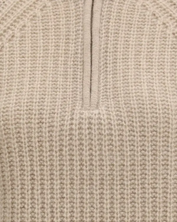 ALLUDE Ribbed Troyer Sweater With Zip Feale