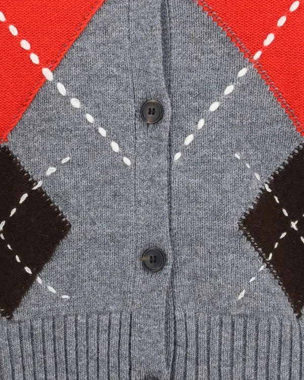 Pinko Cardiff Diamond Wool And Cahmere Crewneck Cardigan