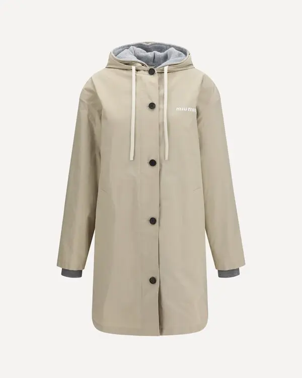 Miu Miu Single-breasted Coat In Panama And Fleece