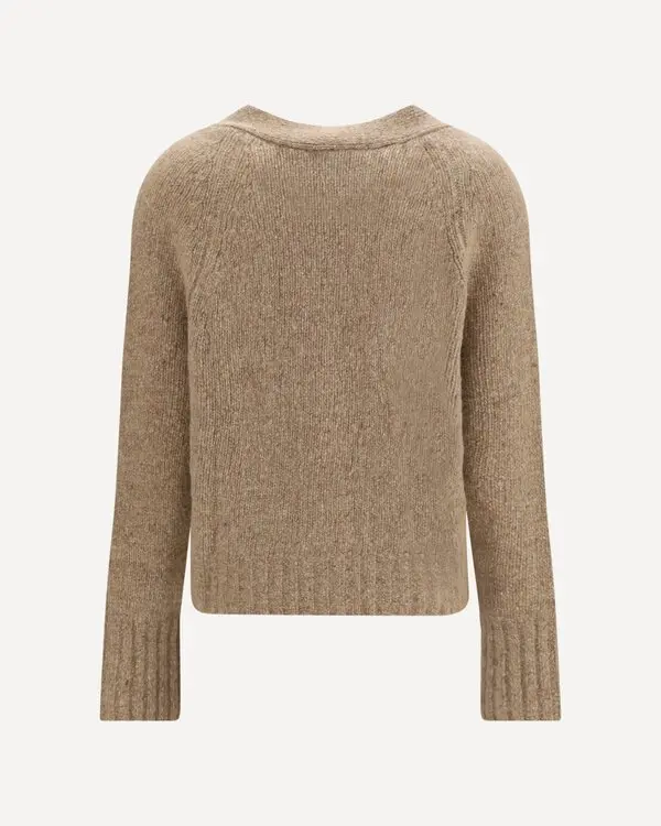 ALLUDE Cashmere V-neck Cardigan With Patch Pockets - Beige
