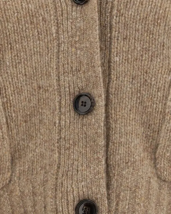 ALLUDE Cashmere V-neck Cardigan With Patch Pockets - Beige