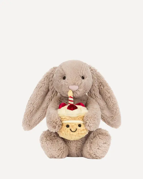 JELLYCAT Bashful Bunny With Birthday Cake Plush Toy