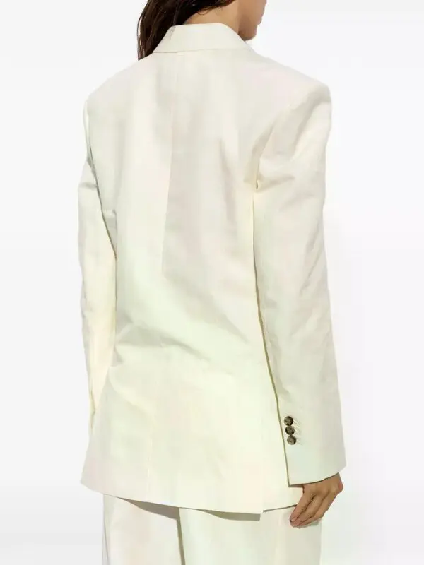 AMI Paris White Single Breasted Boxy Cotton And Linen Blazer