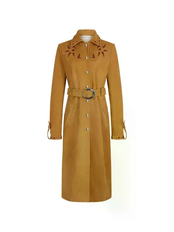 Rabanne Suede Trench Coat - Brown