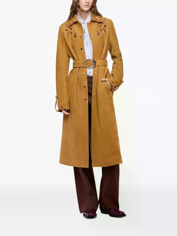 Rabanne Suede Trench Coat - Brown