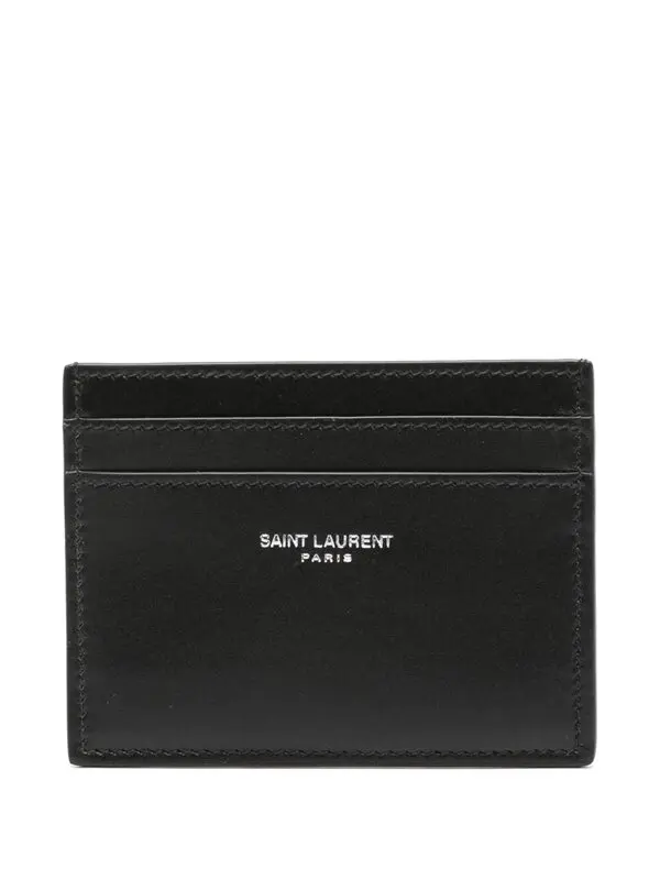 Saint Laurent Porta Carte Di Credito In Pelle Gramma De Poudre - Black