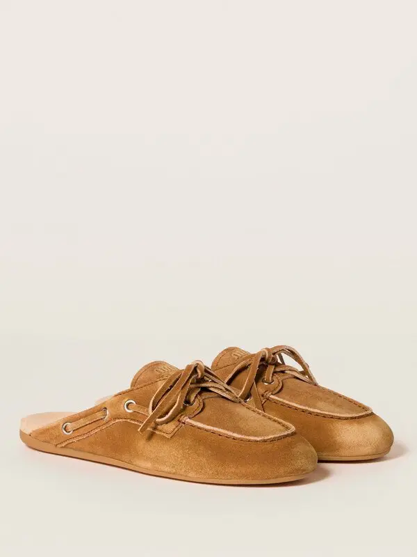 Miu Miu Leather Mules - Brown