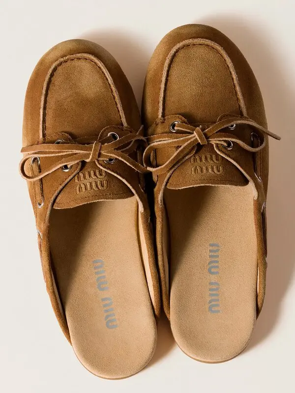 Miu Miu Leather Mules - Brown