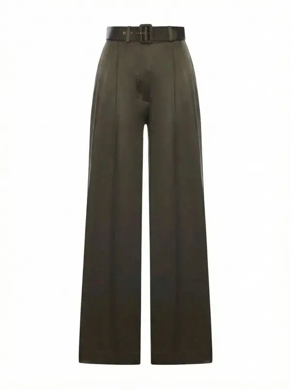 Zimmermann Pantaloni Con Pinces In Seta - Green
