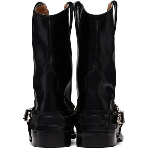 TOGA VIRILIS Embroidered Leather Boots With Buckle Detailing