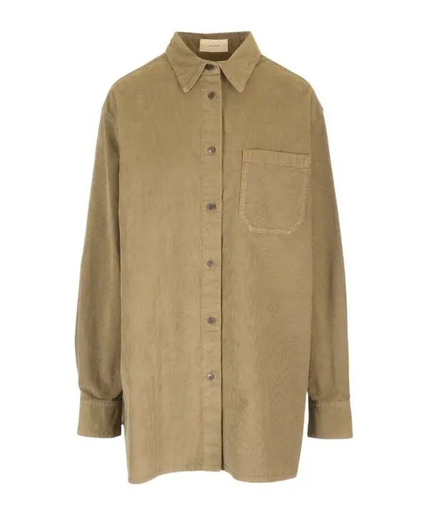 THE ROW Corduroy Long Sleeve Shirt - Khaki