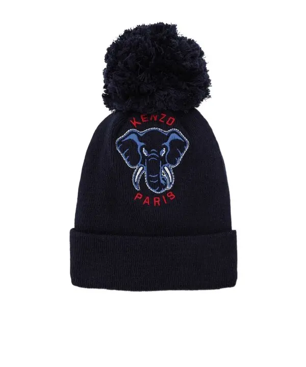 Kenzo Logo Embroidered Beanie - Navy Blue
