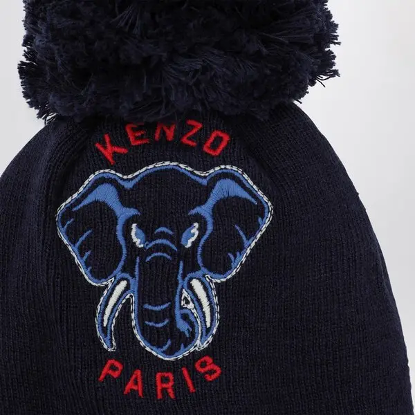 Kenzo Logo Embroidered Beanie - Navy Blue