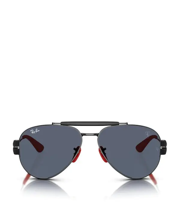 Ray-ban Scuderia Ferrari Collection Aviator Sunglasses - Black