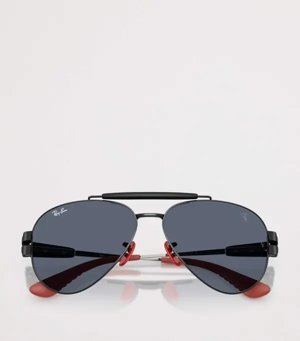 Ray-ban Scuderia Ferrari Collection Aviator Sunglasses - Black