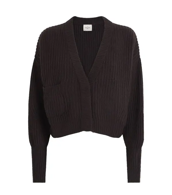 Le Kasha Organic Cashmere Cropped Cardigan With V-neck - Purple