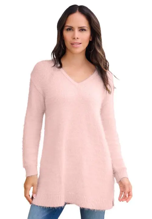 Roaman's Eyelash V Neck Sweater