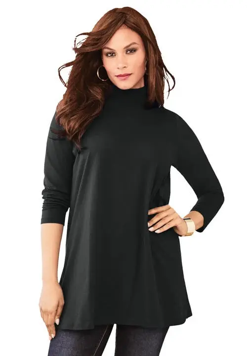 Roaman's Mockneck Tunic - Black