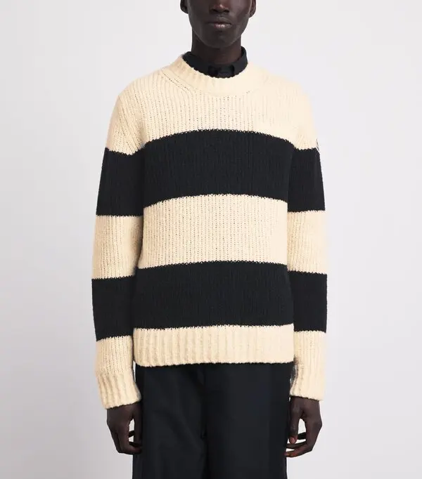 Moncler Wool-blend Stripe Crew Neck Sweater