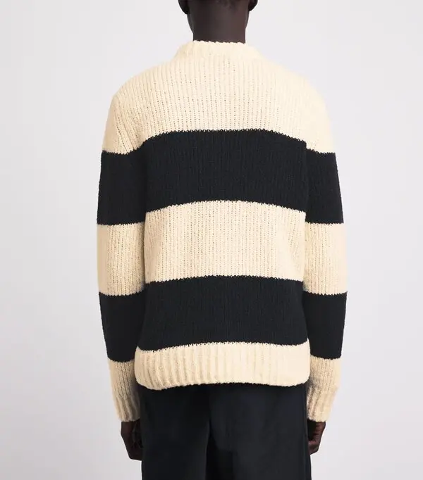 Moncler Wool-blend Stripe Crew Neck Sweater